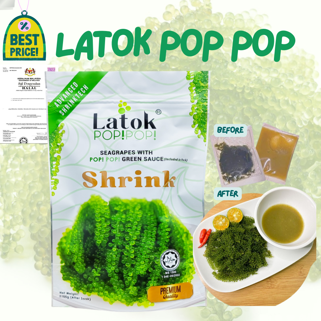 LATOK POP POP / SEAGRAPE / RUMPAI LAUT/ SOS HIJAU 🍇Latok Pop Pop Shrink ...