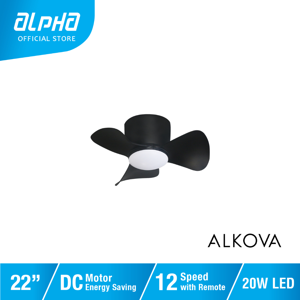 ALPHA Alkova MILI HG LED 3B DC Motor Ceiling Fan with 3 Blades 12 Speed ...