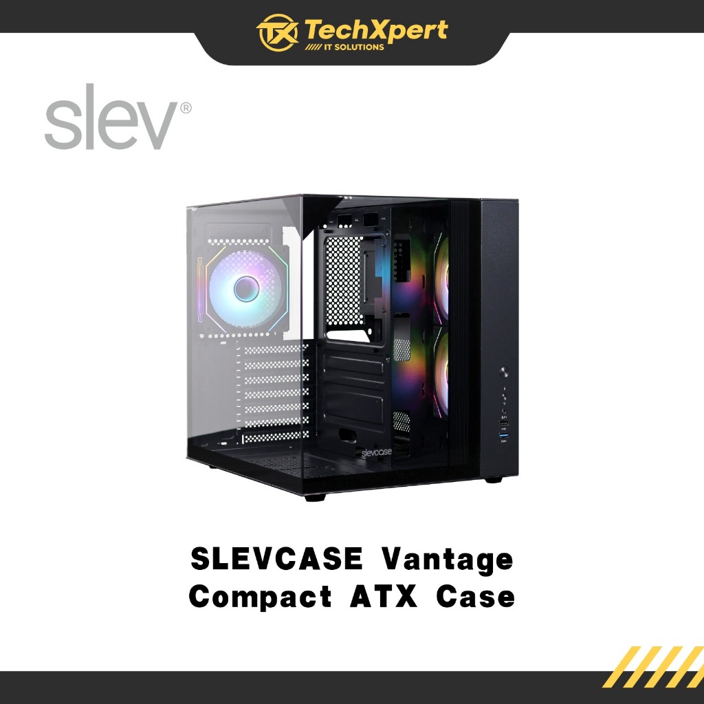 SLEVCASE Vantage Luxury Compact ATX Case with 3 ASQ Vortex ARGB Fan and ...