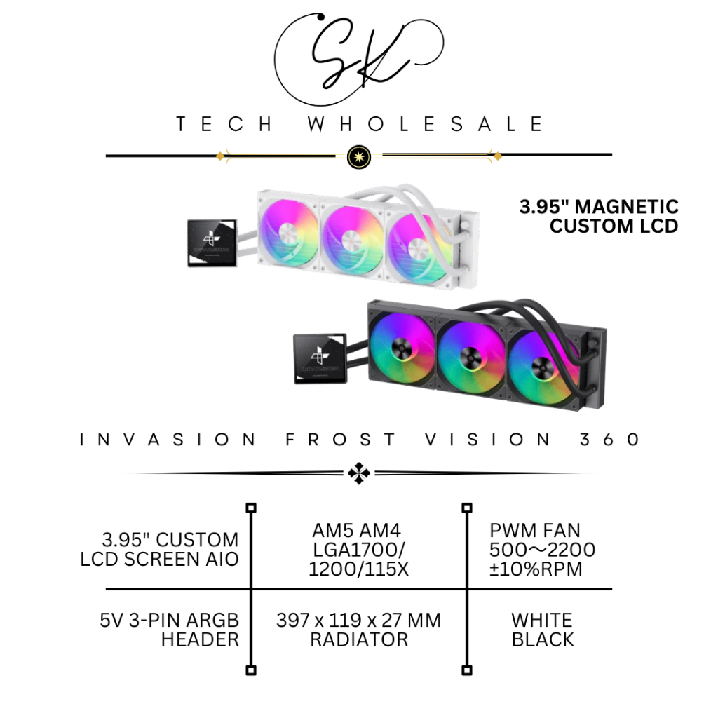 [SK TECH] INVASION FROST VISION 360MM CUSTOM LCD AIO ARGB CPU PROCESSOR ...