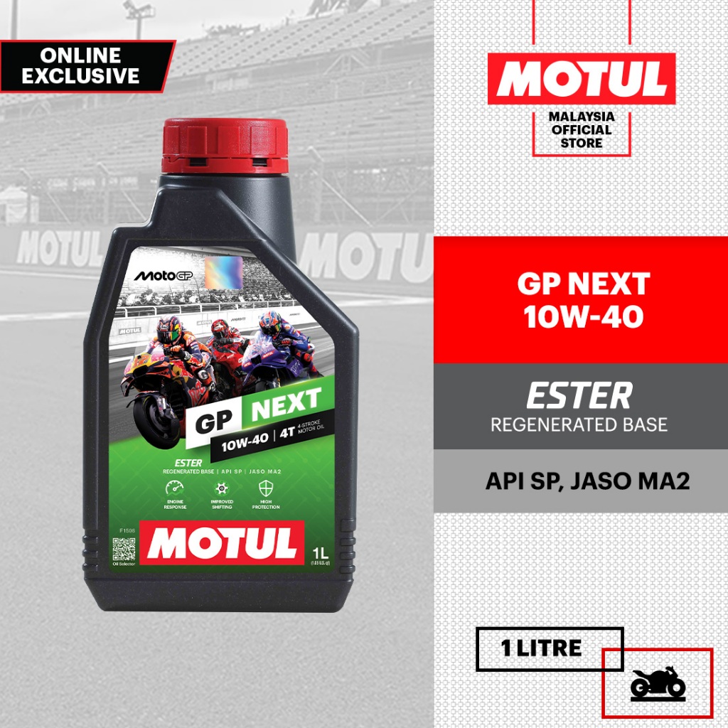 MOTUL GP NEXT 4T 10W40 1L Minyak Enjin Motosikal Prestasi Unggul ESTER ...