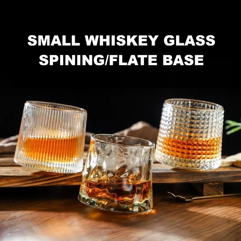 Small Whiskey Glass 200ml (normal flate/spining Whiskey Glass) | Shopee ...