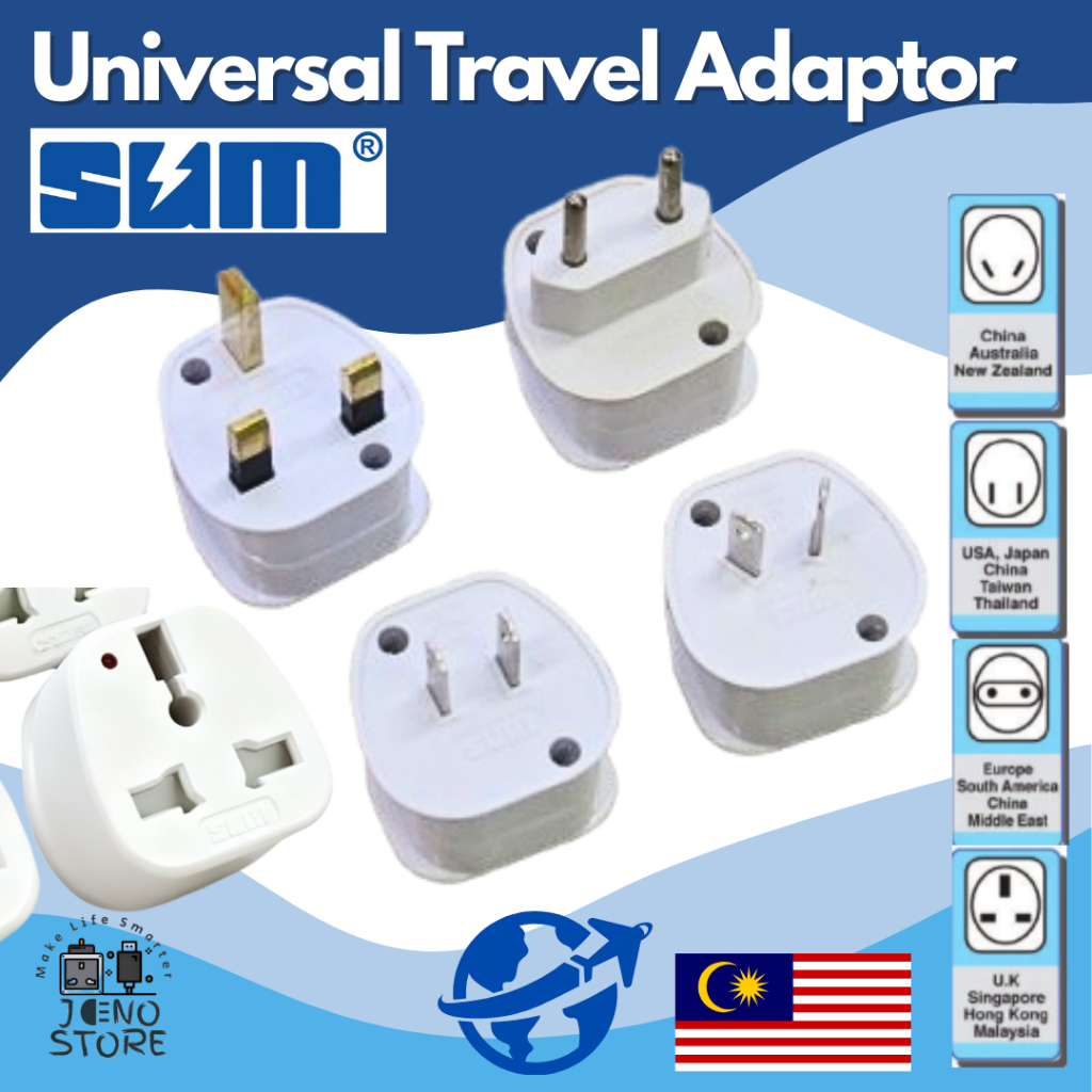 SUM Universal Multi Travel Adapter for Worldwide Travel Compact & Safe ...