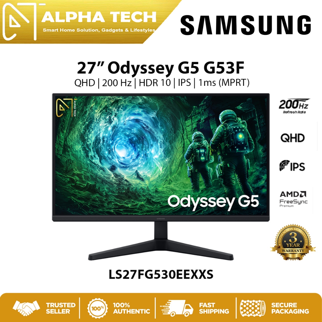SAMSUNG 27'' Odyssey G5 G53F Gaming Monitor - QHD@2560x1440 | 200Hz ...