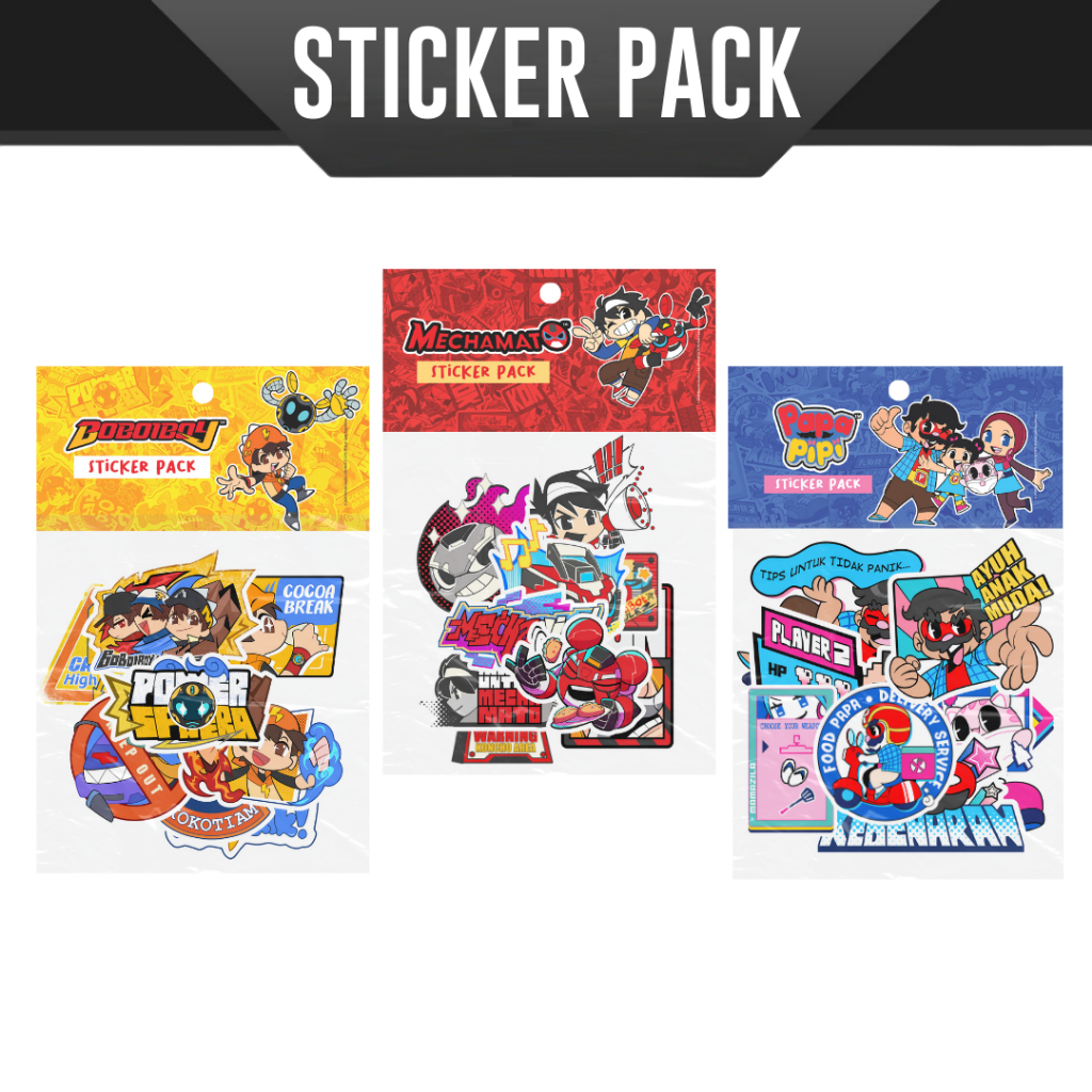 MONSTA Sticker Pack BoBoiBoy Mechamato Papa Pipi | Shopee Malaysia