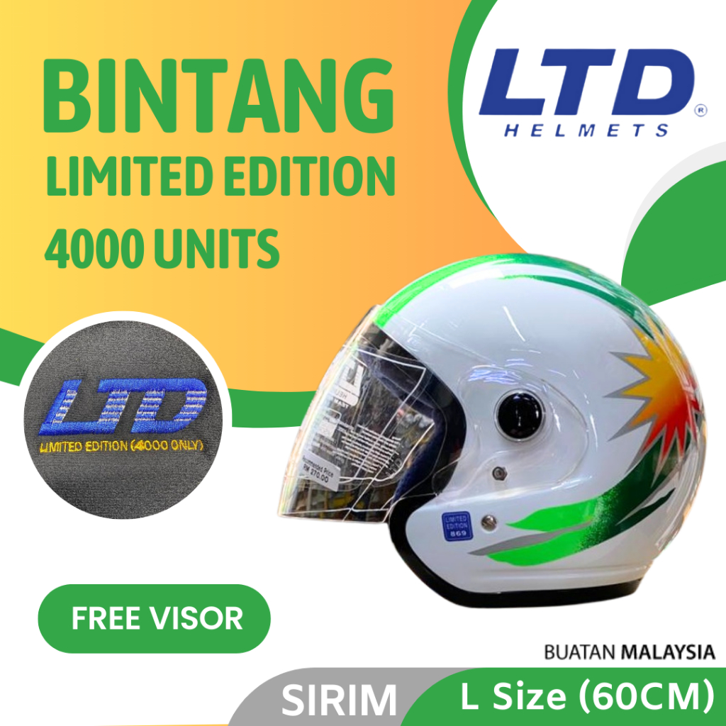 LTD Bintang Limited Edition Helmet Topi Keledar SIRIM Clear Visor 60cm ...