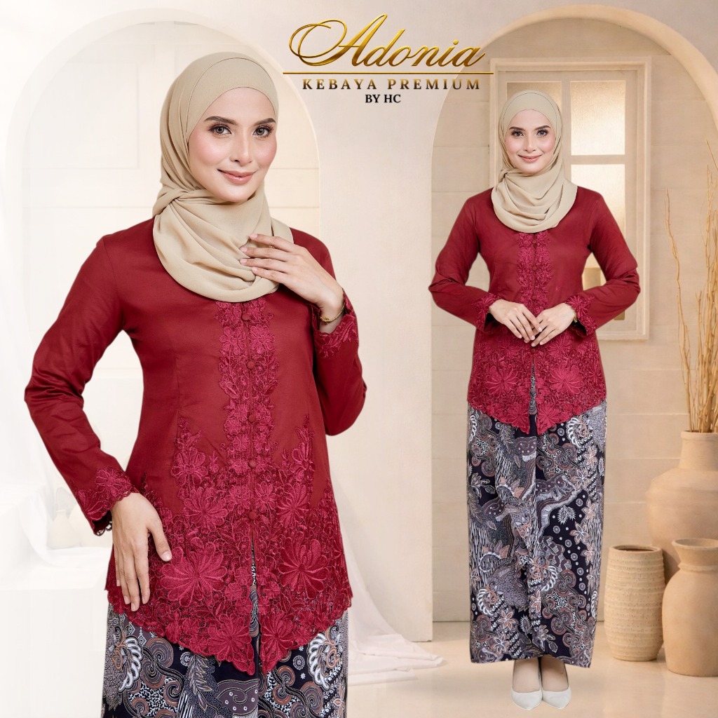 TRISSA : [ONE SET] Kebaya Sulam Premium Plain (Mini) DAISY #U8282 ...