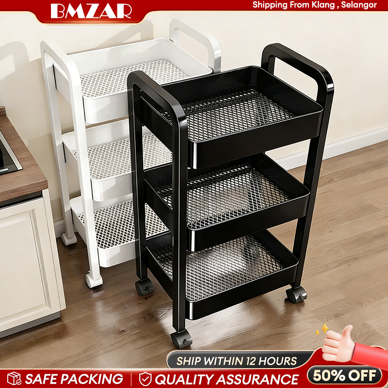 [100%carbon steel] Multilayer Trolley Rack Movable Storage Shelf ...