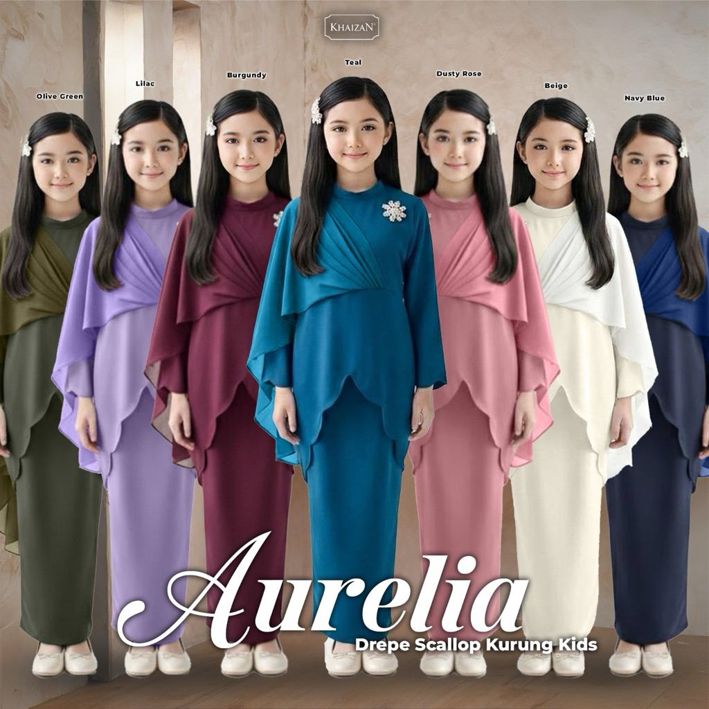 KHAIZAN | AURELIA DRAPE SCALLOP KURUNG KIDS | Premium Como Crepe | Kain ...