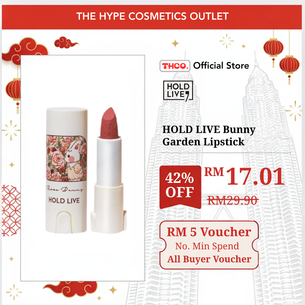 [THCO] HOLD LIVE Bunny Garden Lipstick Holdlive 兔兔复古花园丝绒唇膏 哑光口红唇膏 ...