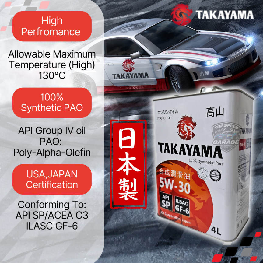 TAKAYAMA 5w30 Fully Synthetic Engine Oil Pao Minyak hitam Kereta Japan ...