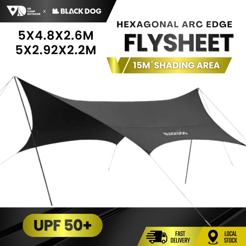 BLACKDOG Camping Outdoor Tarp Large Flysheet Black PU Black Vinyl Color ...