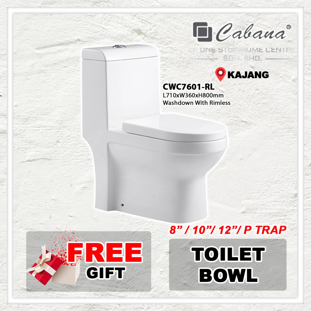 Cabana CWC7601-S-RL 8" / 10" / 12" / P Trap One Piece Water Closet ...