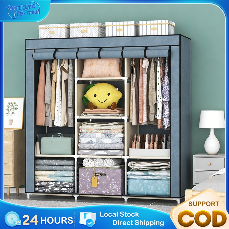 Wardrobe Almari Baju Rak Clothes Storage Cabinet with Sizes and Color ...