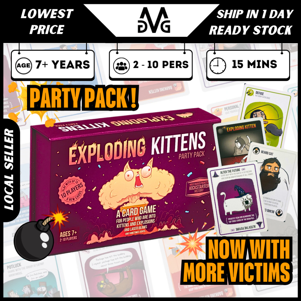 Exploding Kitten Party Pack Card Games Base Edition Imploding Kittens ...