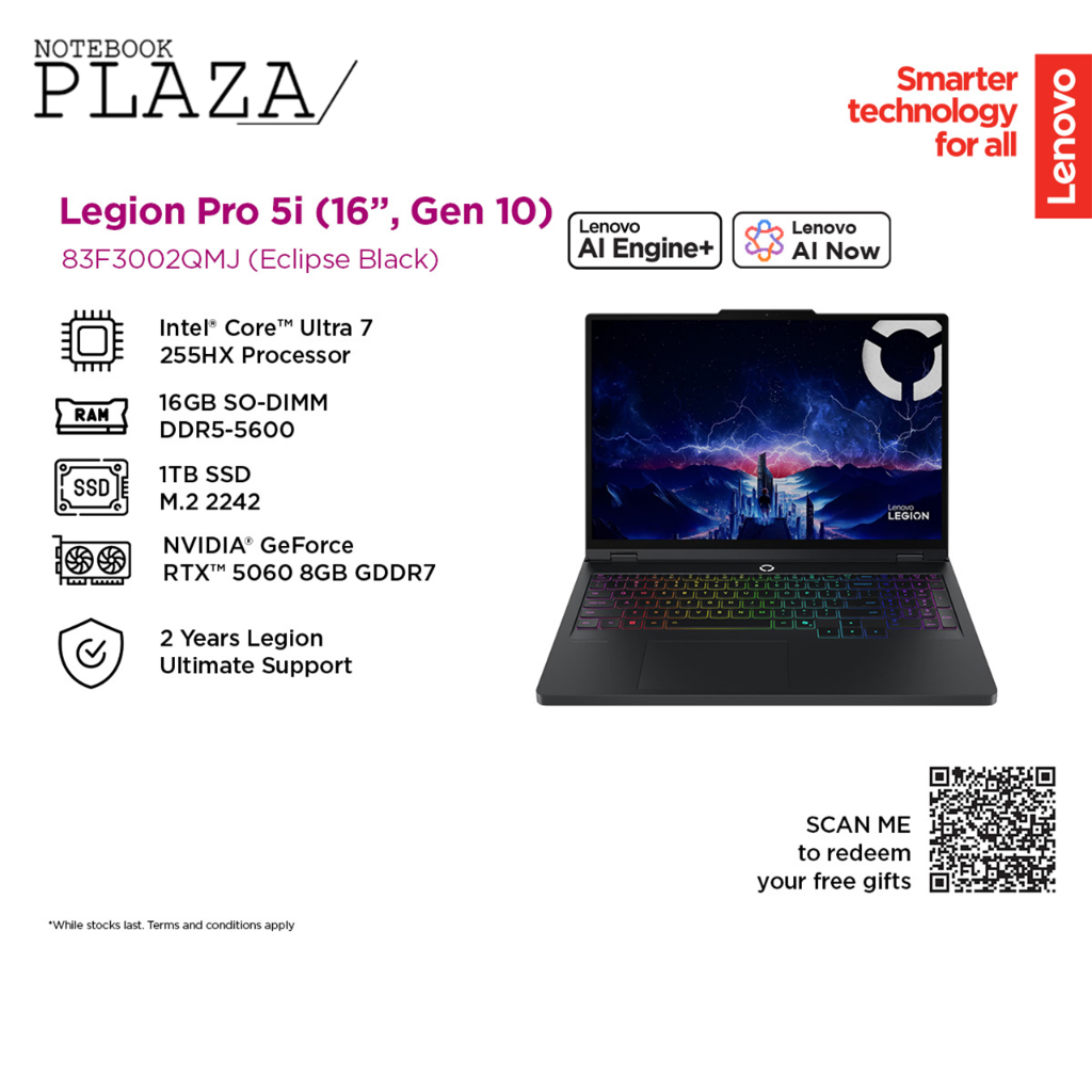 Lenovo Legion Pro 5 16IAX10 83F3002QMJ 16" WQXGA 165Hz Gaming Laptop ...