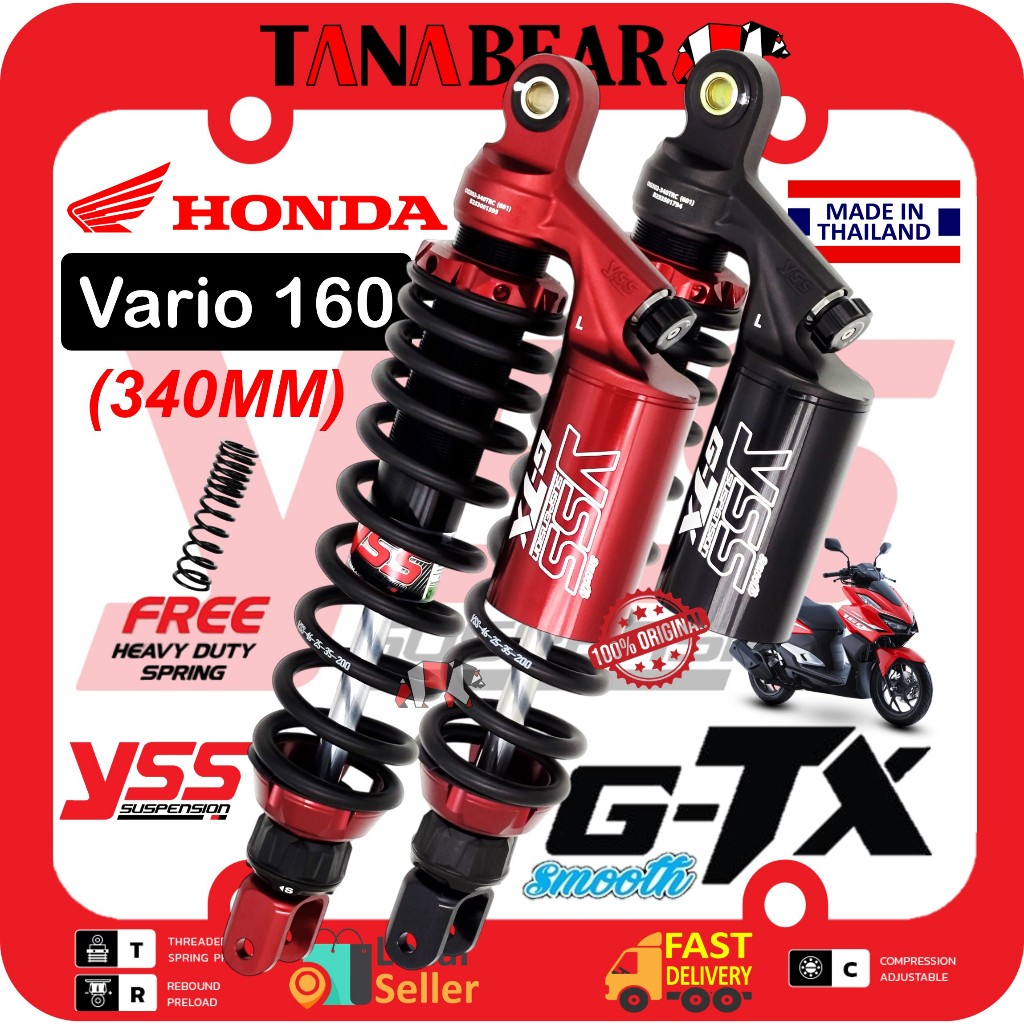YSS Vario160 (340MM) GTX [Free Heavy Duty Spring]. Adjustable absorber ...