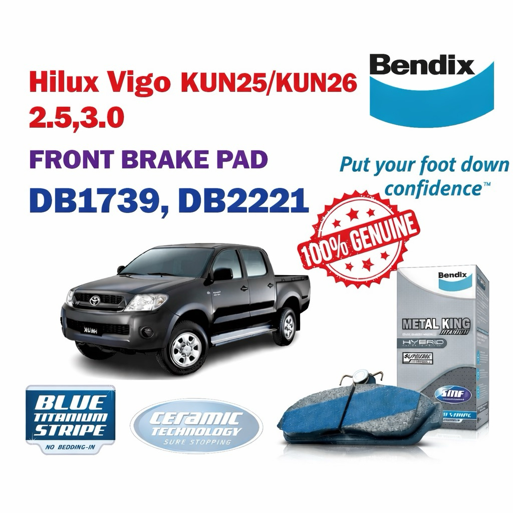 Hilux Vigo 2.5, 3.0 KUN25, KUN26, FORTUNER Bendix Metal King Brake Disc ...