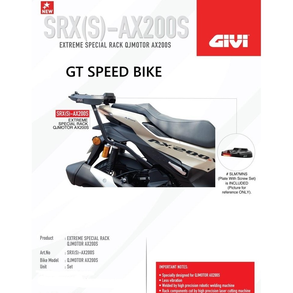 GIVI QJMOTOR AX200S HEAVY DUTY EXTREME SPECIAL RACK (SRX(S)-AX200S ...