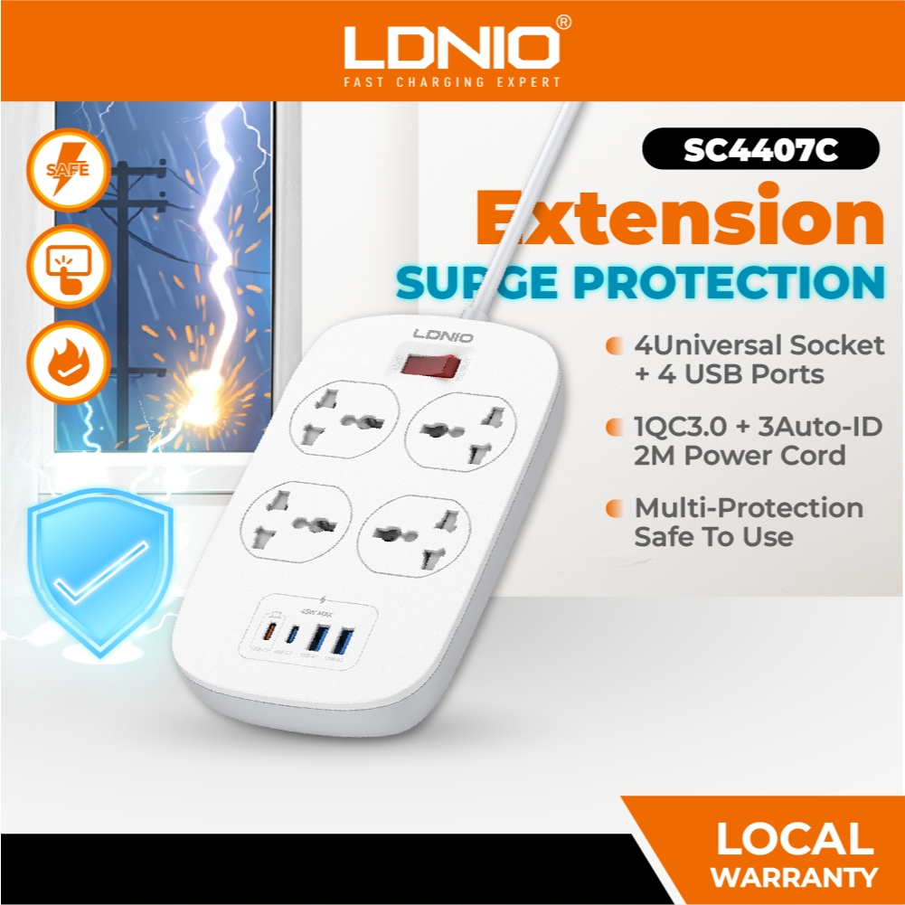 LDNIO SC4407C (NEW) | SC4407 Defender Series Smart Extension Plug ...