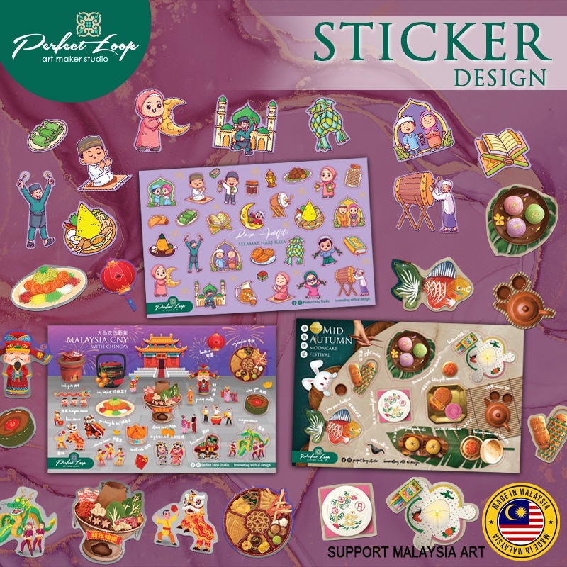 Sticker Design Cute & Cultural Festive Collection (Stiker Comel dan ...