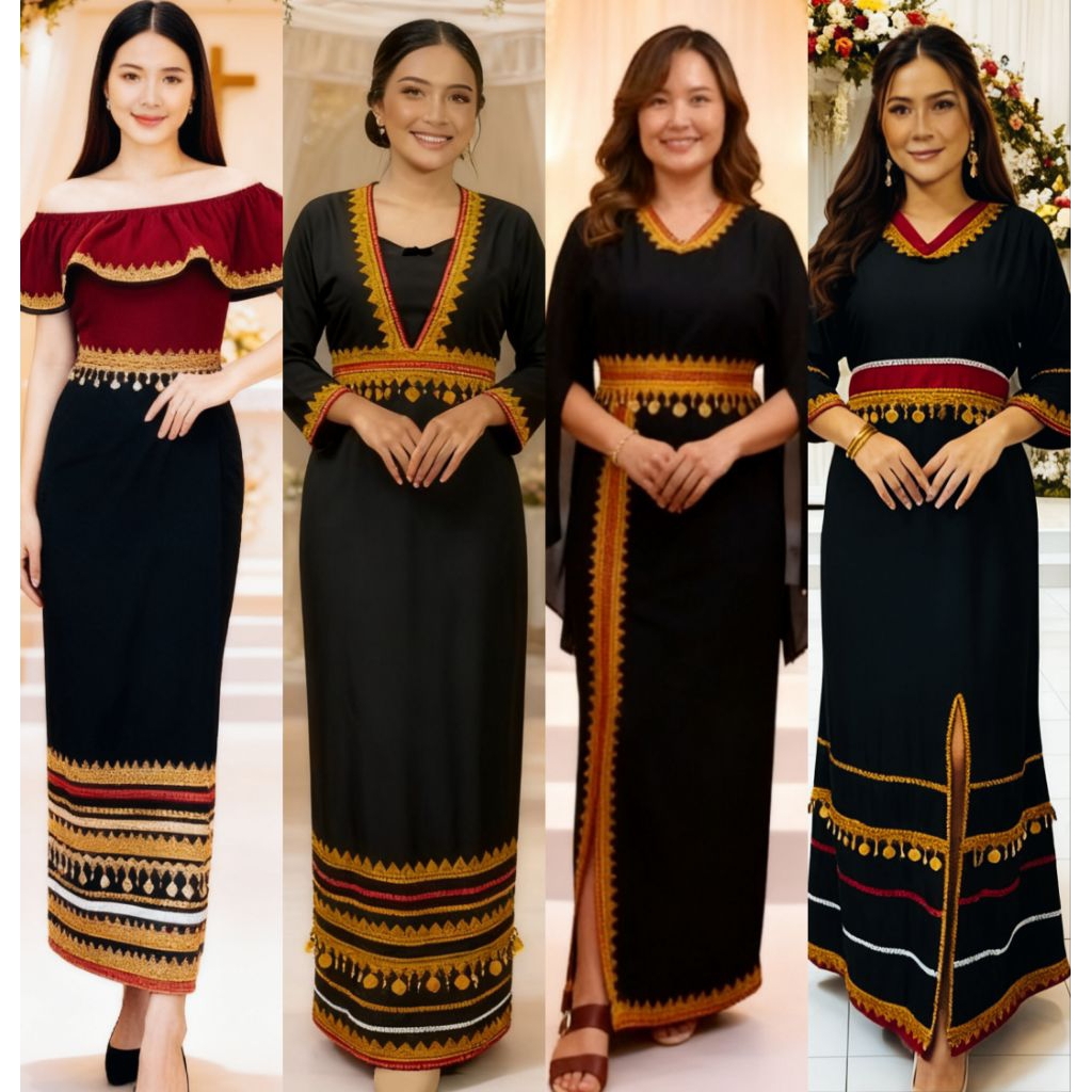 Dress Borneo Bidayuh Kadazan free size 40-80kg motif Sabah Sarawak ...