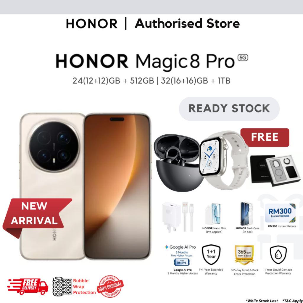 [NEW] HONOR MAGIC 8 PRO 5G + HONOR Earbuds Clip + HONOR Watch 2i ...