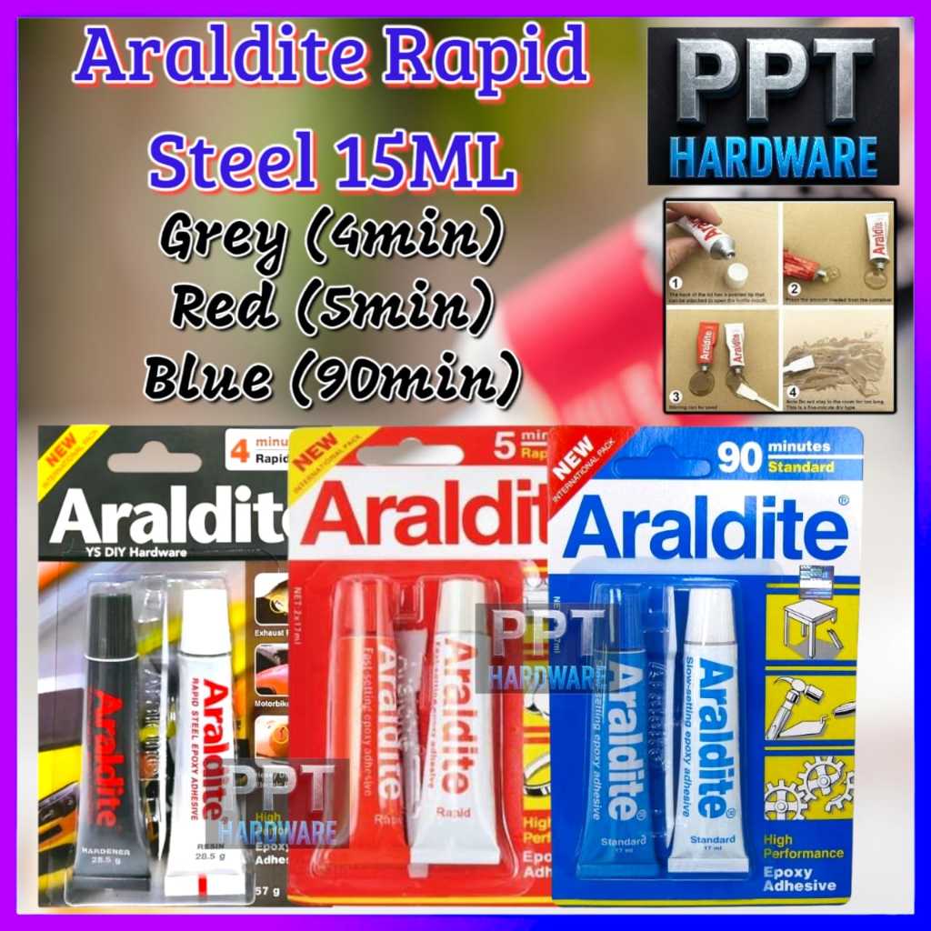 Araldite Glue Araldite Standard 90mins/Rapid 5mins/Rapid Steel 4mins ...