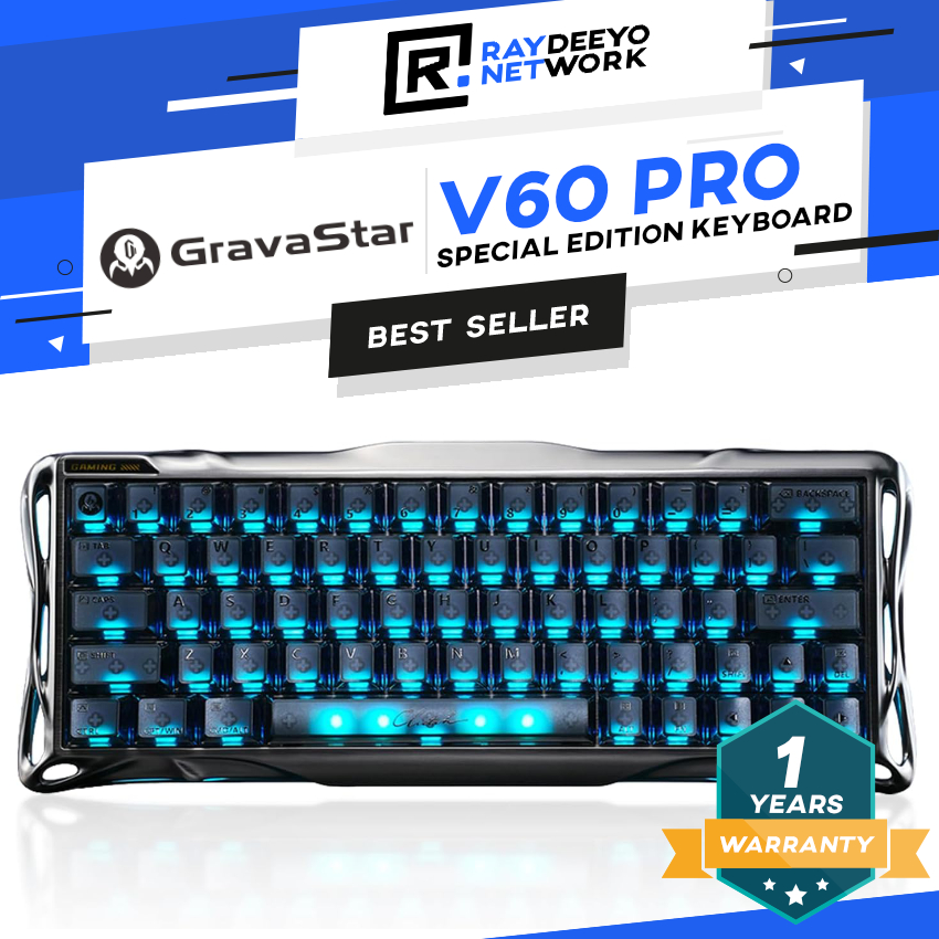 GravaStar Mercury V60 Pro Gunmetal Smoke HE Gaming Keyboard Rapid ...