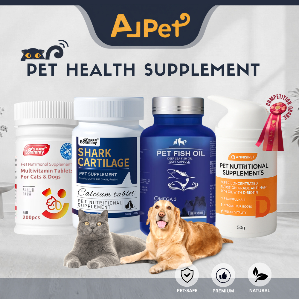 AJPET Pet Health Supplement Dog Cat Multivitamin Fish Oil Calcium ...