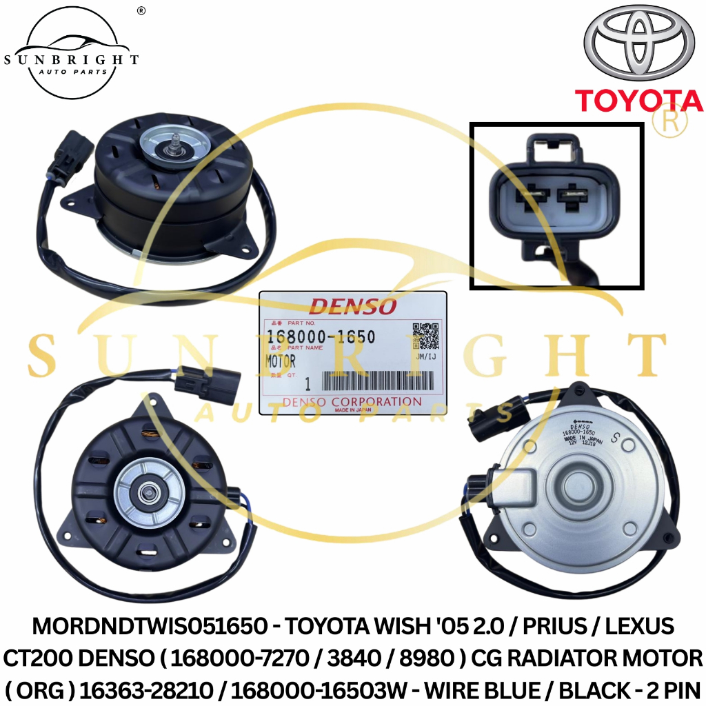 TOYOTA WISH '05 2.0/PRIUS/LEXUS CT200 DENSO (168000-7270/3840/8980) CG ...