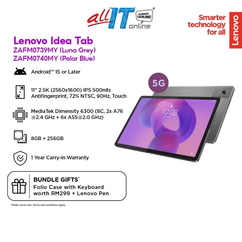 Lenovo IdeaTab TB336ZU 11” WUXGA 5G 8GB+256GB with Folio Keyboard & Tab ...