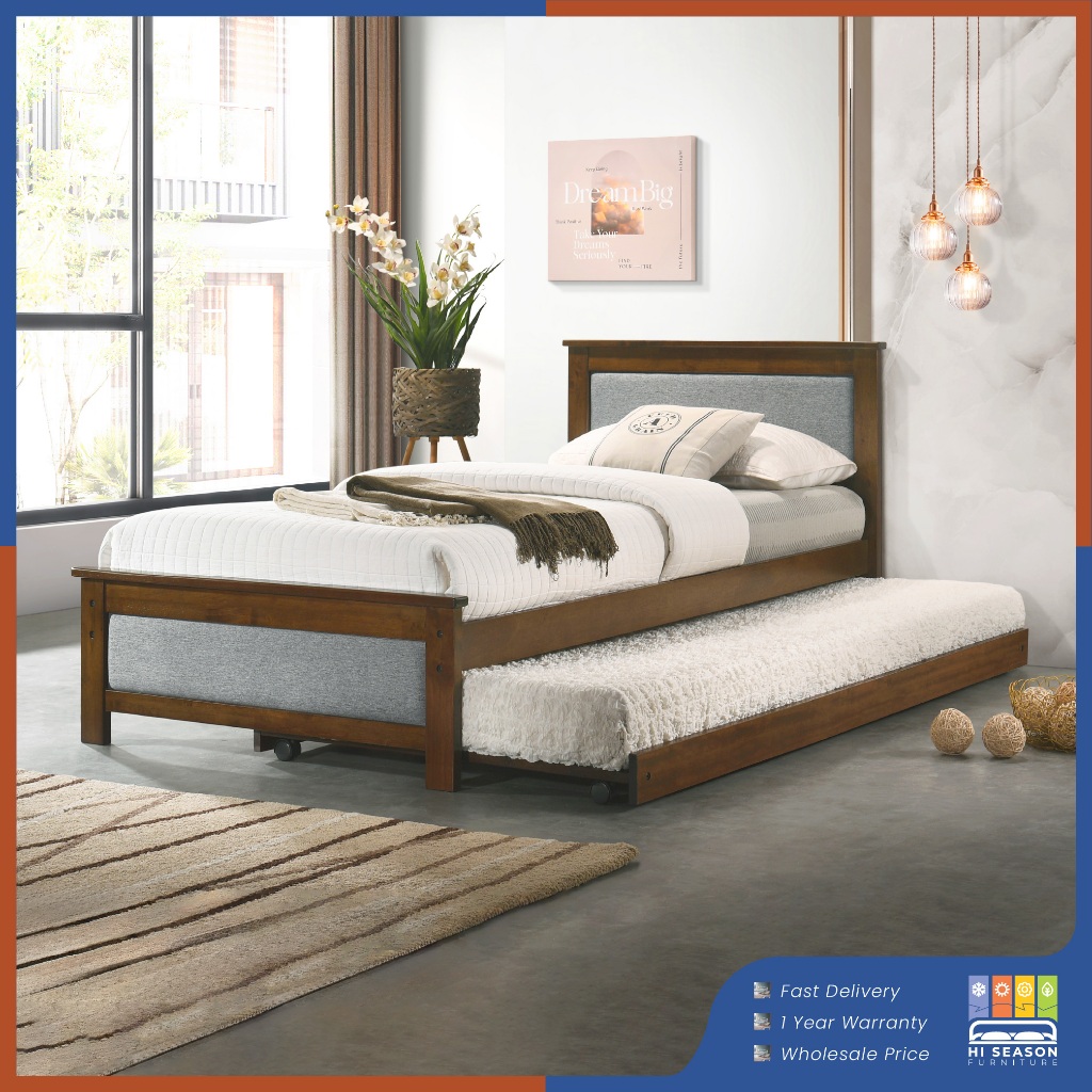 HI SEASON Single Solid Wood Bed Frame/Pull Out Bed/Pull Out Bingkai ...