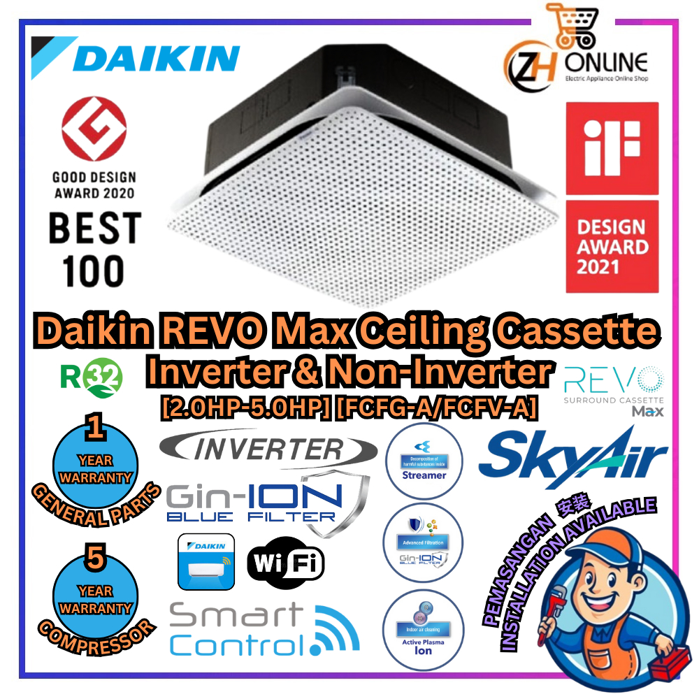 Daikin 2.0HP-5.0HP R32 REVO Max Surround Non-Inverter & Inverter ...
