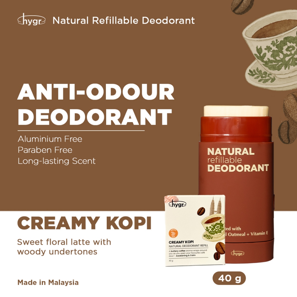 (Merdeka Series) hygr Natural Refillable Deodorant Stick - Creamy Kopi ...