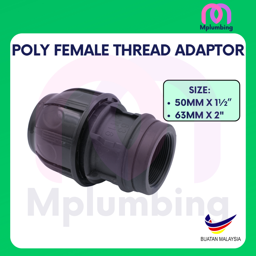 FEMALE THREAD ADAPTOR FTA HDPE POLYPIPE 50MM 63MM X 2" 1-1/2" | Shopee ...