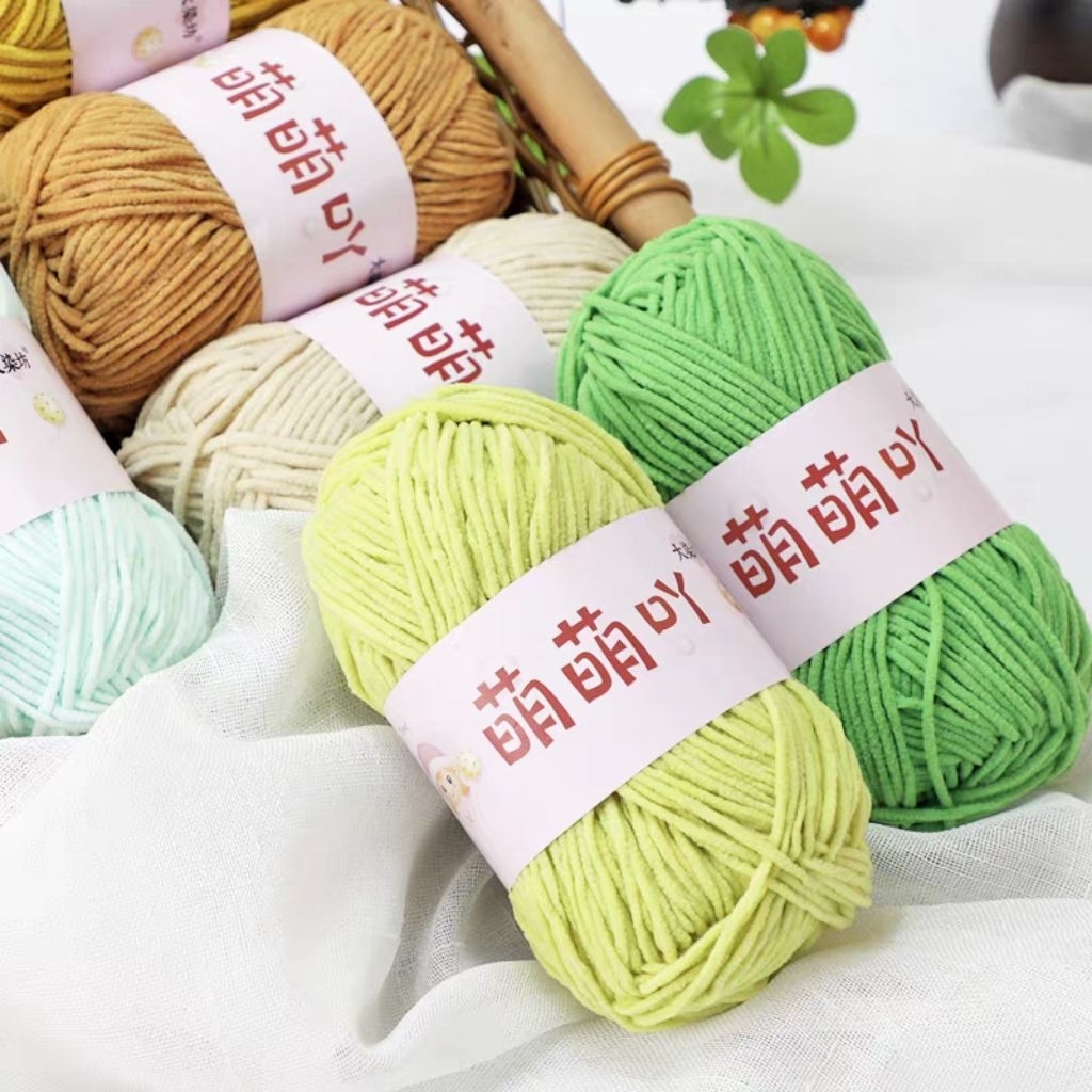 Benang Kait Chenille 2mm 40g Soft Cotton Thick VelVet Knitting Crochet ...