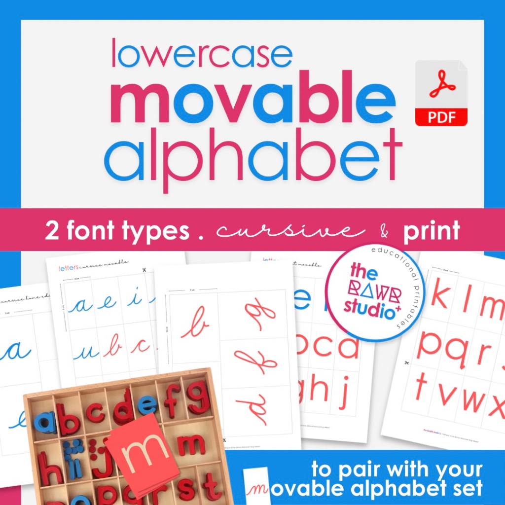 [Printable / PDF] Montessori Movable Alphabet Lowercase Cursive and ...