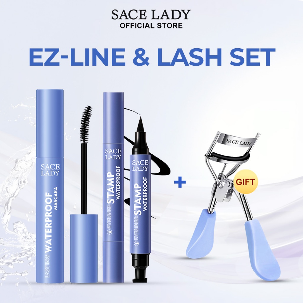 SACE LADY EZ-LINE & LASH SET Waterproof Long Lasting Curling Mascara ...