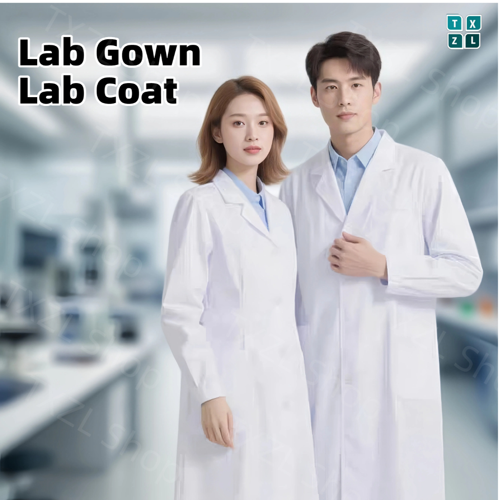 Lab Coat button cuffs S-XXXL All sizes comfortable fabric White Coat ...