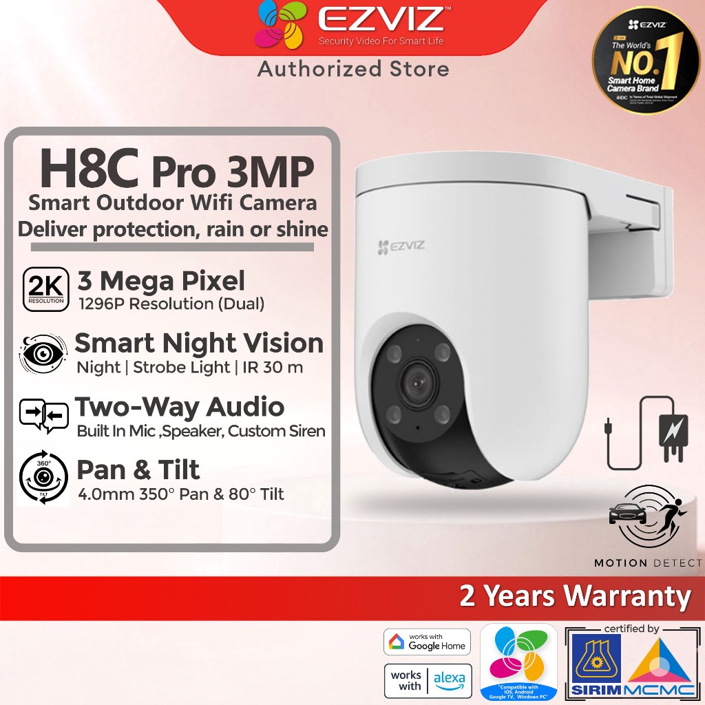 EZVIZ H8C Pro 3MP 5MP 8MP Pan Tilt Two Way Talk Motion Detection ...