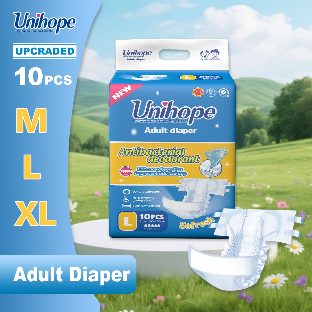 Unihope SAP Adult Diapers (Tape) - M/L/XL (10 Pcs / 60 Pcs) | Shopee ...