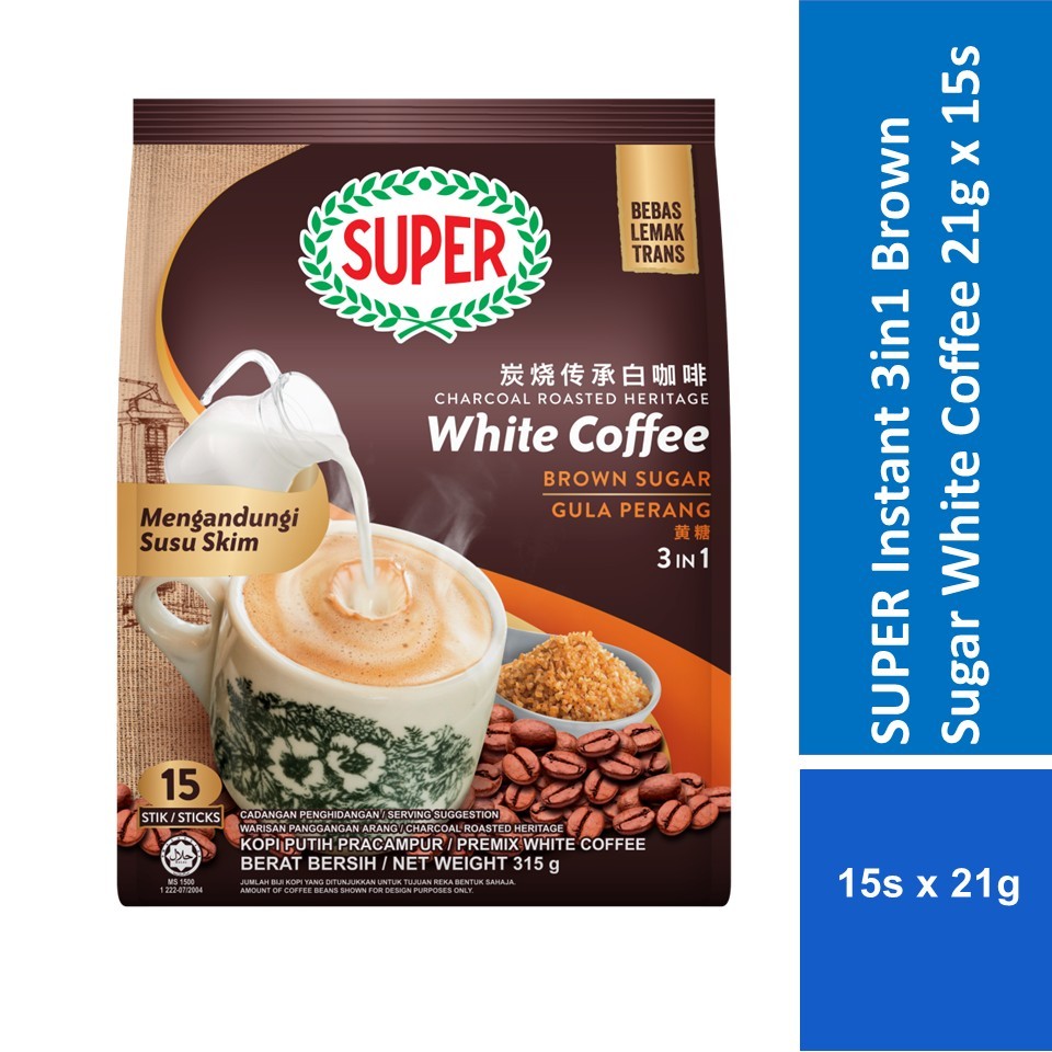 SUPER Instant 3in1 Brown Sugar White Coffee 21g x 15s | Shopee Malaysia