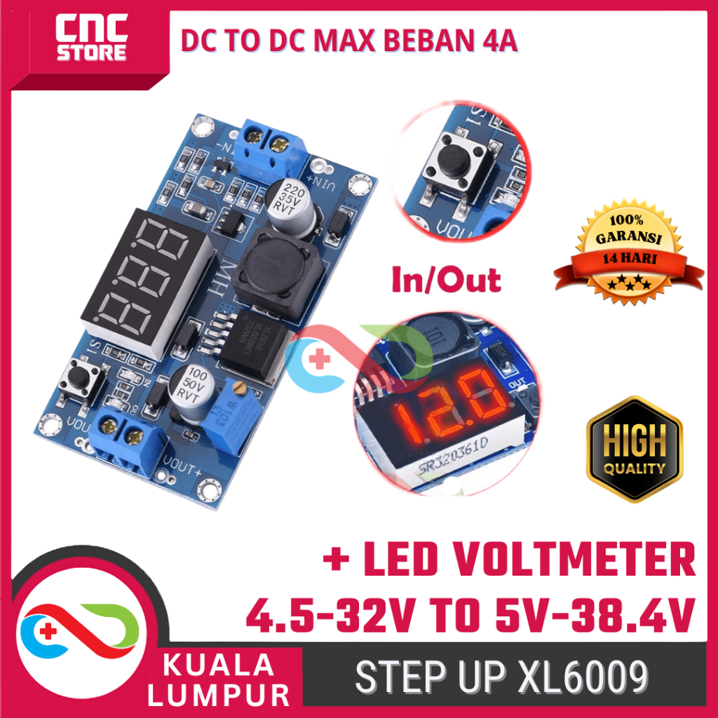 MODULE STEP UP STEP-UP XL6009 ADJUSTABLE DC TO DC BOOST CONVERTER 4A ...