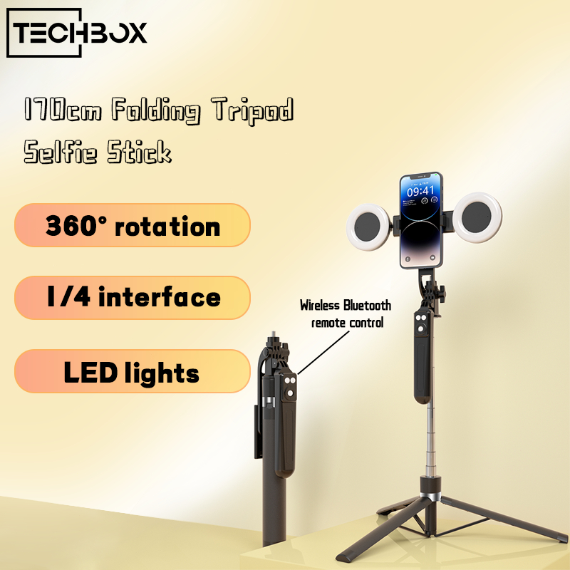 Techbox 170cm selfie stick 3 in 1 all-in-one selfie stick Wireless Bluetooth remote control Live ...