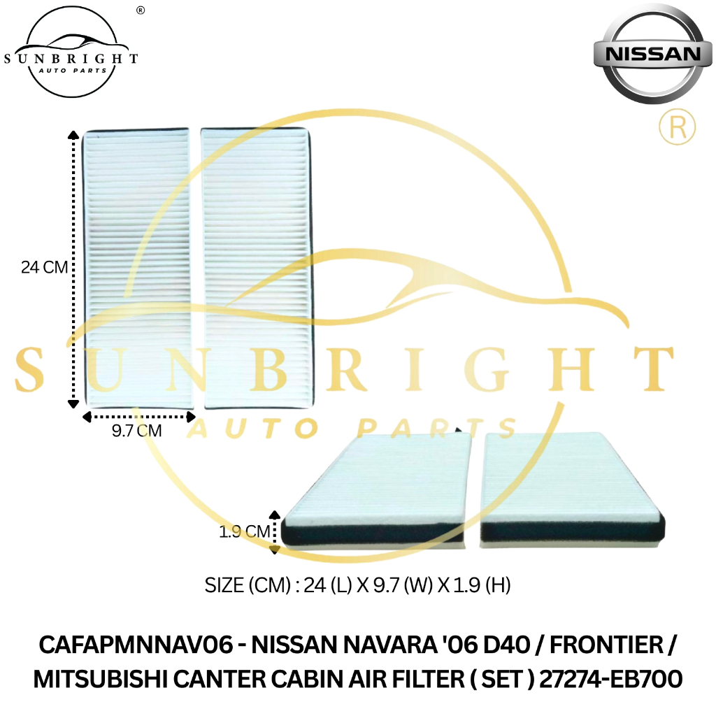 NISSAN NAVARA '06 D40 / FRONTIER / MITSUBISHI CANTER CABIN AIR FILTER ...