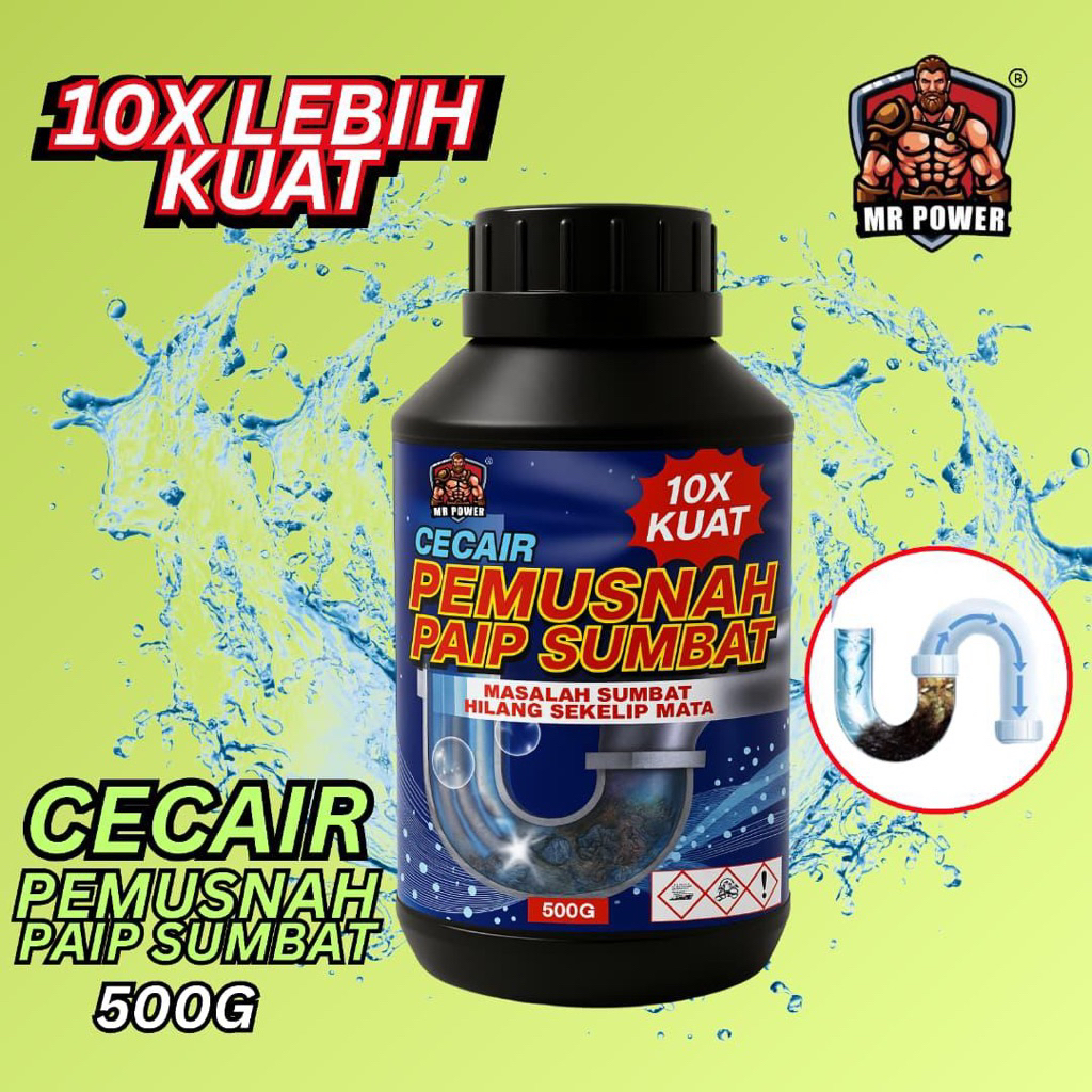 Mr Power Cecair Pemusnah Paip Sumbat 900G - 10X Lebih Kuat Penghapus ...