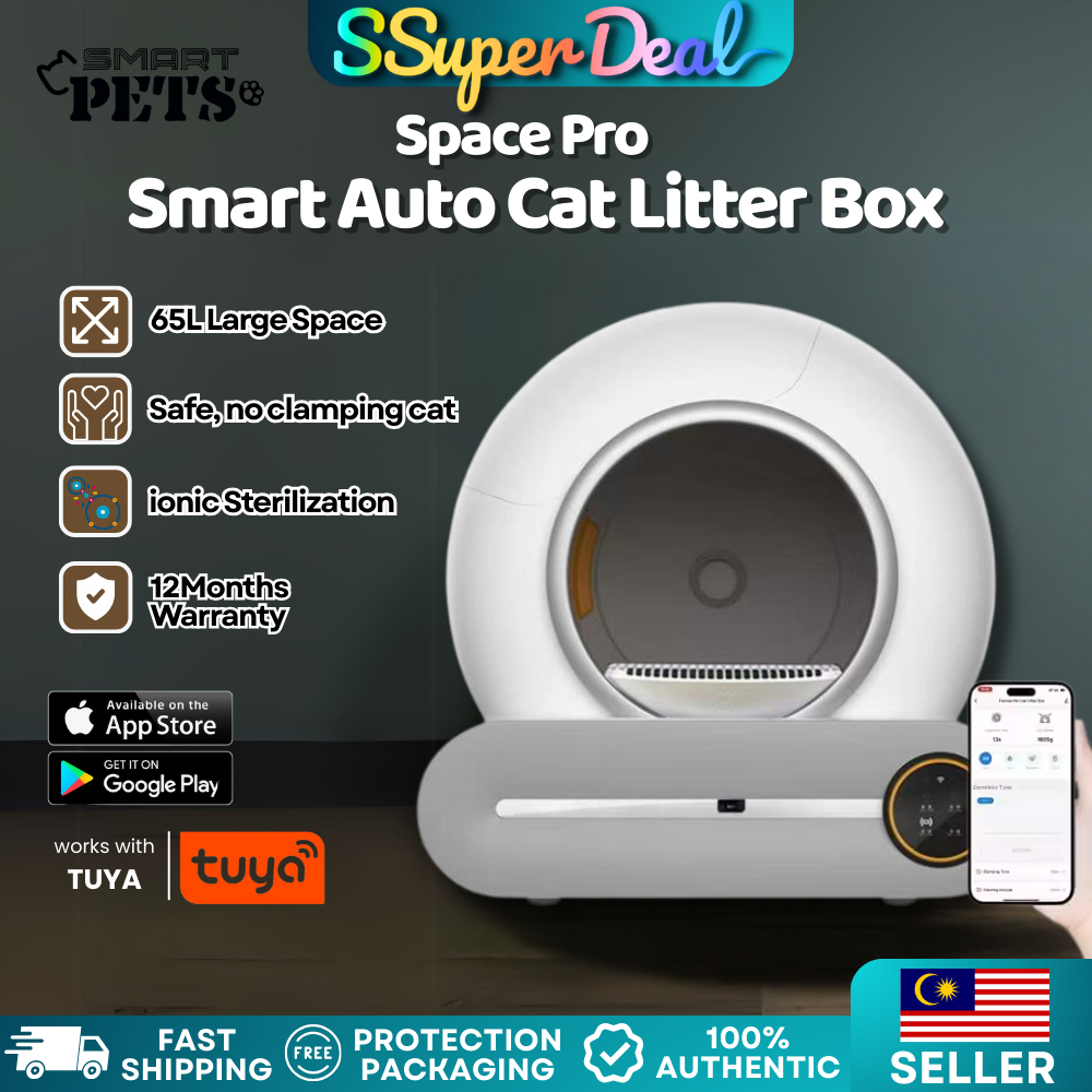 SmartPets Space Pro Automatic Cat Litter Box 65L Self Cleaning | Shopee Malaysia