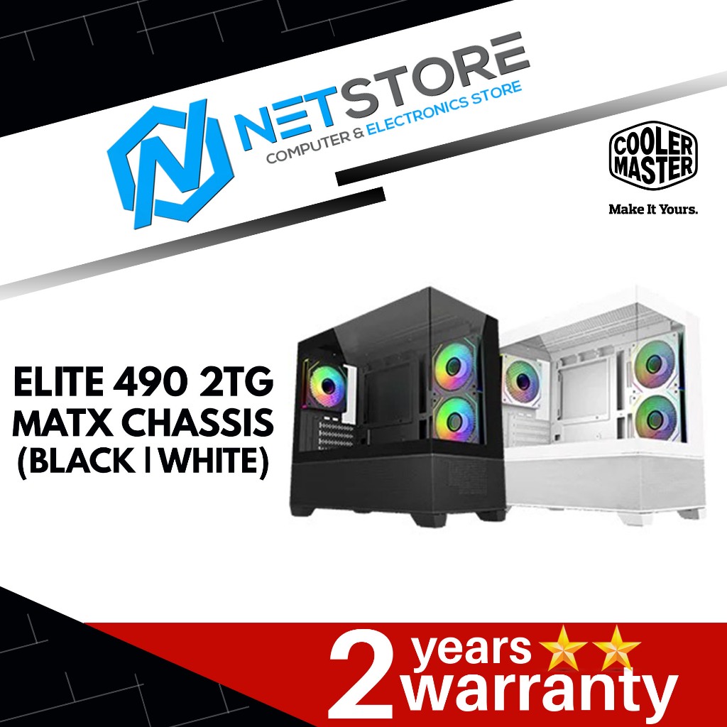 COOLER MASTER ELITE 490 2TG MATX CHASSIS - (BLACK | WHITE) | Shopee ...