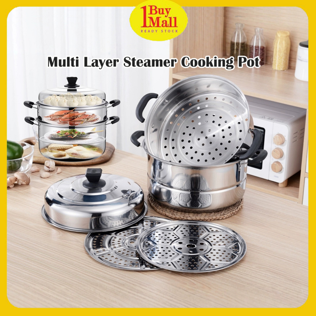 3 Layer Stainless Steel Food Steamer Cooking Pot Steamer Pot Pengukus ...
